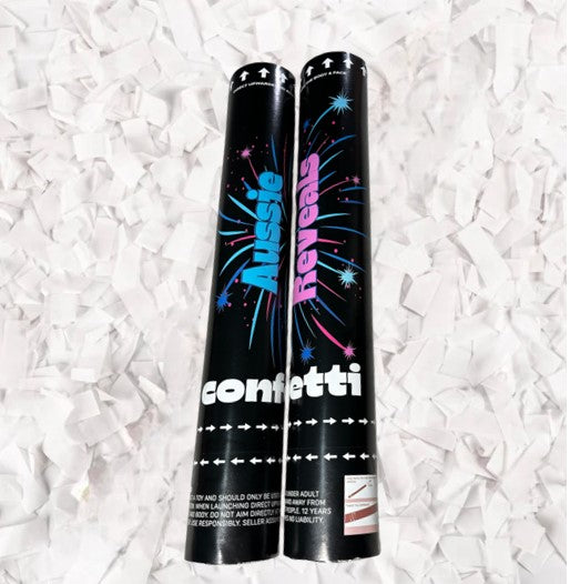 (2x) White 40cm Confetti Cannons (Weddings, Photoshoots) (sold as a pa ...